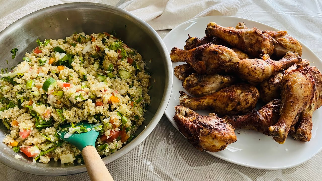 Ensalada de Quinoa y pollo en freidora de aire ! | Receta Saludable y súper fácil de preparar ...