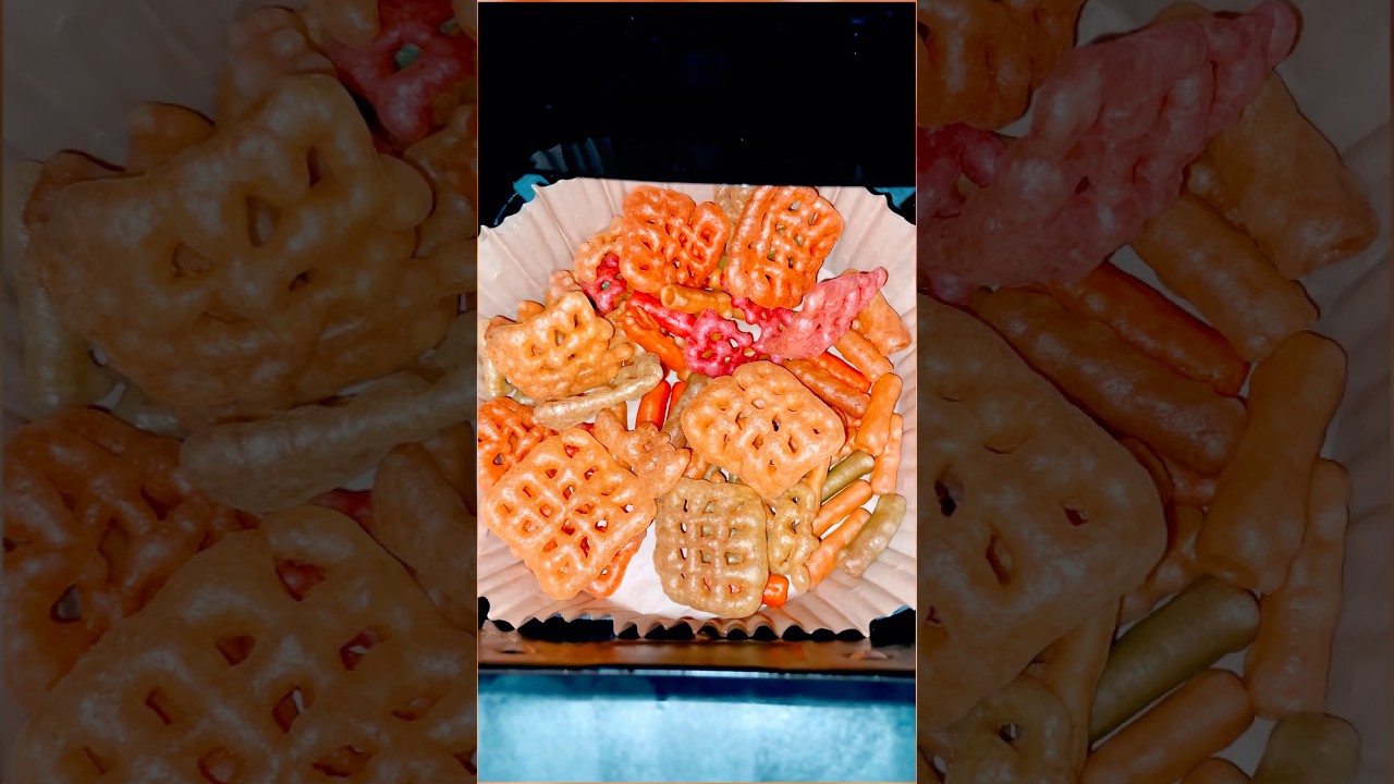 Colorful mix fryums without oil in air fryer😋 ️#cookingvideo#recipe# ...