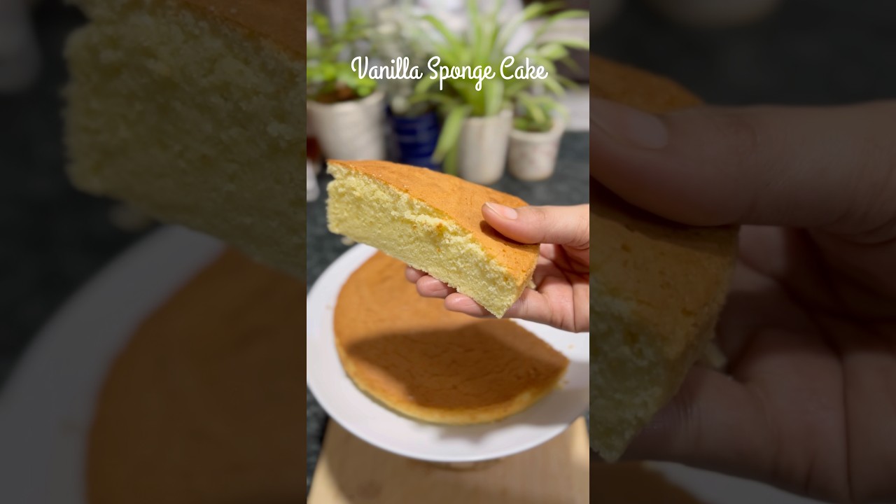 Fluffy, soft & golden Made this perfect Vanilla Sponge Cake- Air-fried ...