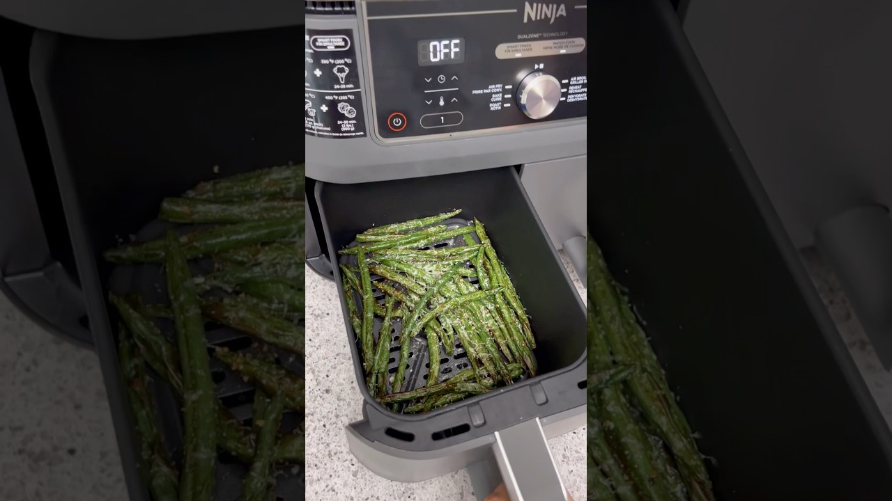 Quick & easy air fryer green beans 💚 #airfryer #food #recipe #recipes # ...