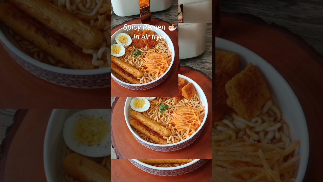 Spicy Ramen in air fryer #shorts #ramen #shortvideo #recipe | recetástico