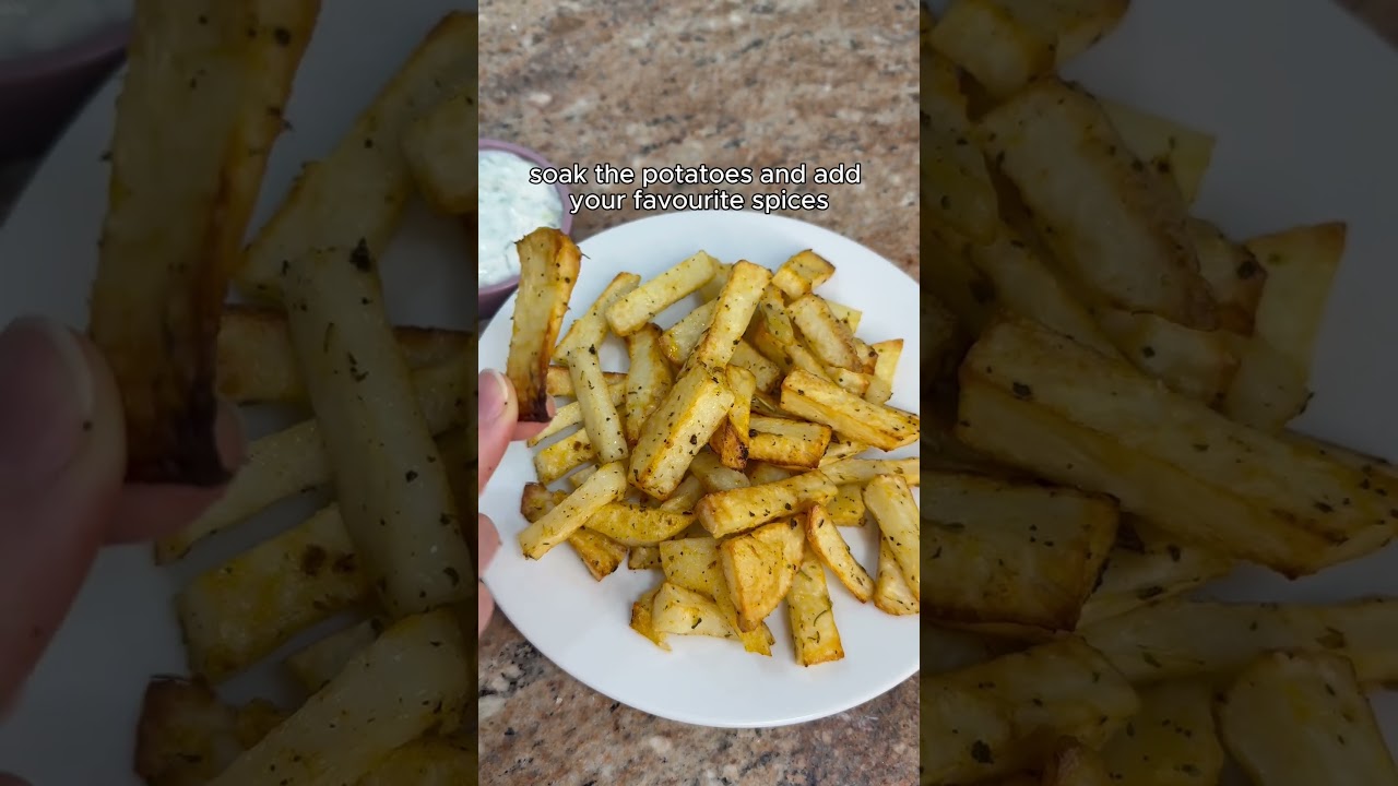 🥔 Crispy Baked Potato Wedges with Tzatziki | Easy Air Fryer Recipe ...
